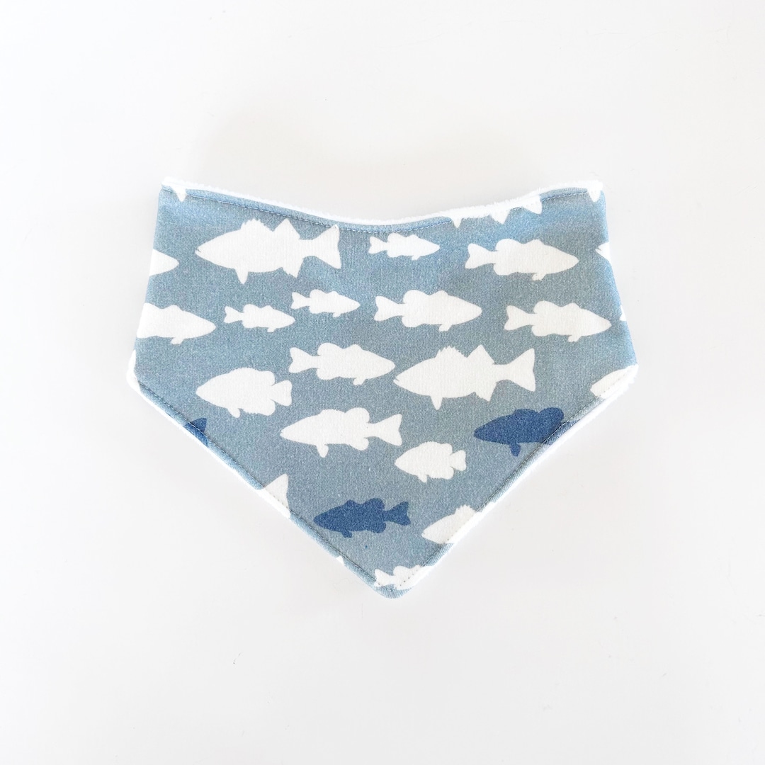 Organic Cotton Drool Bib - Blue Fish - With Soft Minky Backing - Etsy