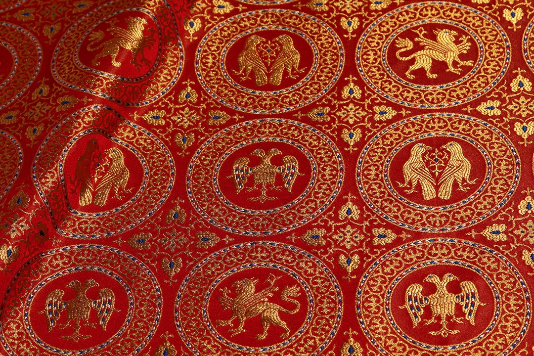 Italian 13th Century Historic Jacquard Metallic Brocade Fabric With ...