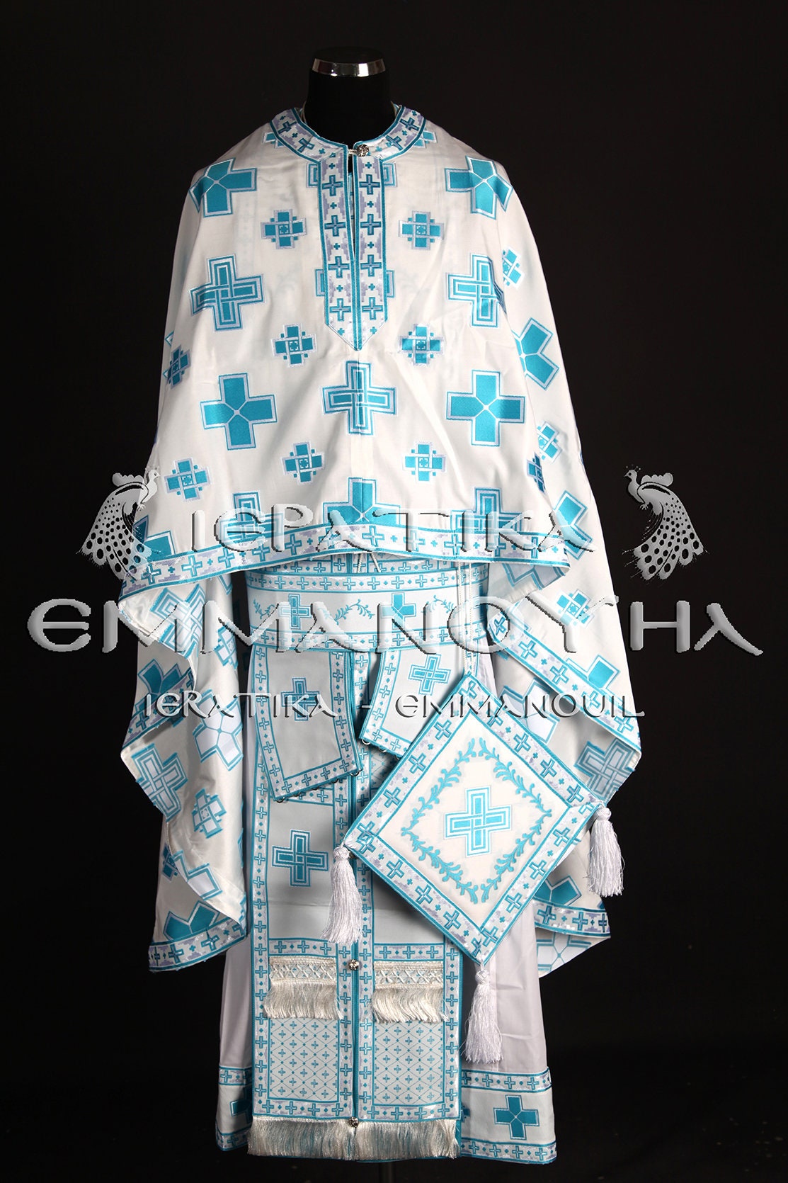 Greek Orthodox Liturgical Vestments Woven Fabric With Crosses | Etsy