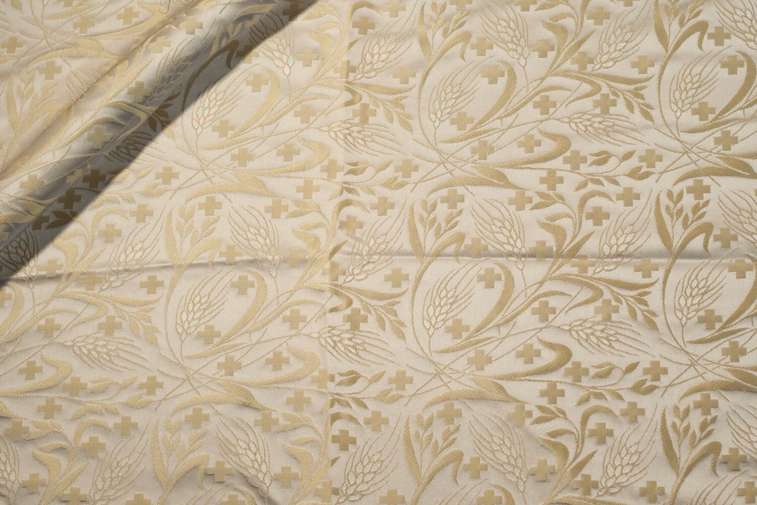 Liturgical Vestments Jacquard Fabric With Cross Pattern and Wheat- IERO ...