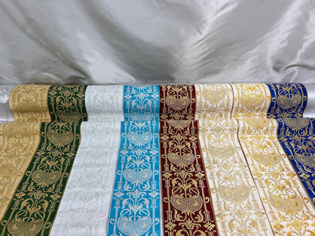 Liturgical Fabric Orphrey Panel Trim/16 Cm Wide/15 Color Combinations ...