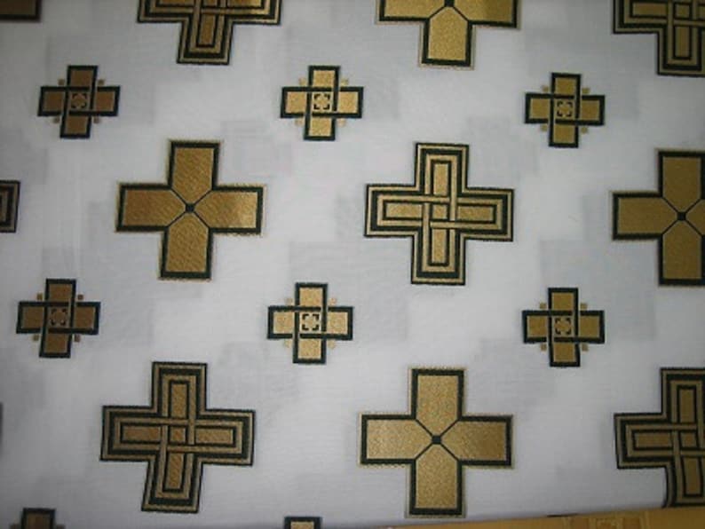 Greek Orthodox Liturgical Vestments Woven Fabric With Crosses | Etsy