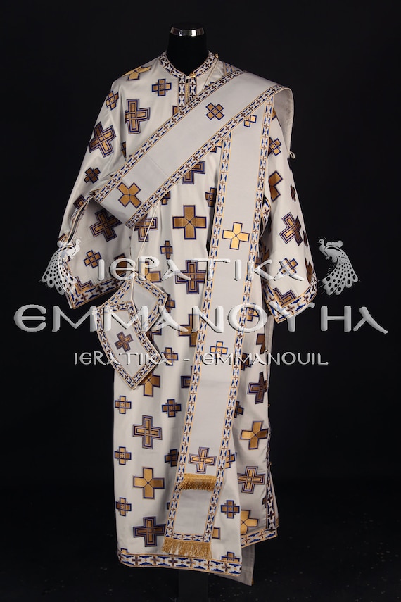 Greek Orthodox Liturgical Vestments Woven Fabric With Crosses | Etsy