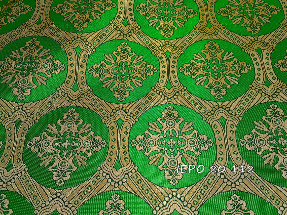 Greek Cross Pattern Liturgical Jacquard Metallic Brocade | Etsy