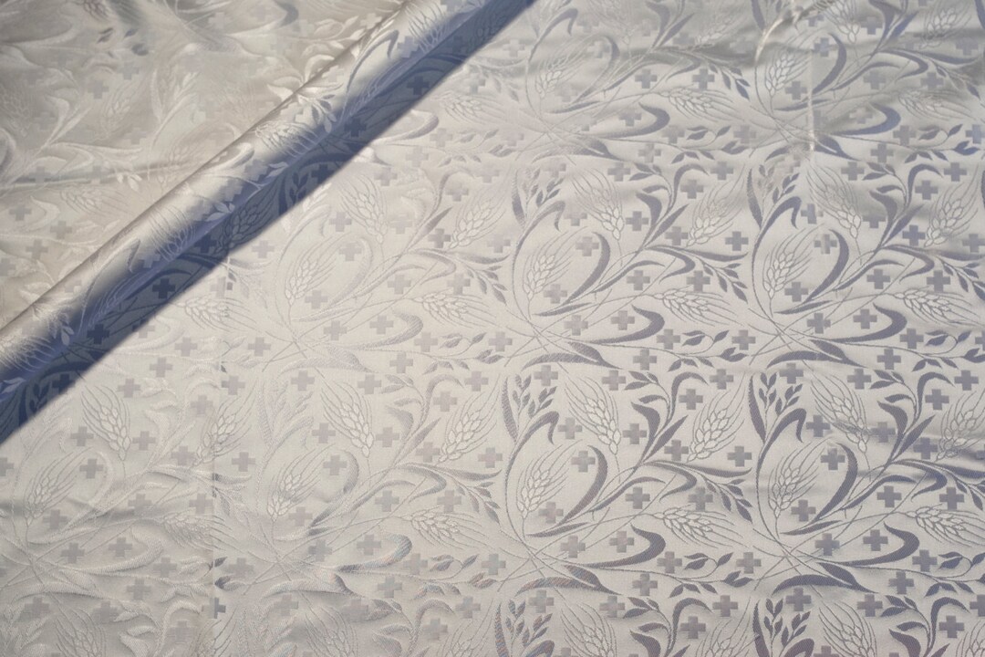 Liturgical Vestments Jacquard Fabric With Cross Pattern and Wheat- IERO ...
