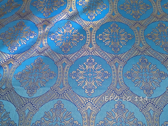 Greek Cross Pattern Liturgical Jacquard Metallic Brocade | Etsy