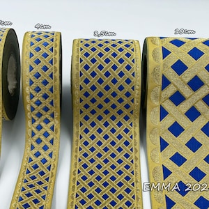 Decorative Semi-metallic Gallon Braid Trim Geometric Pattern/ EMMA 202 ...