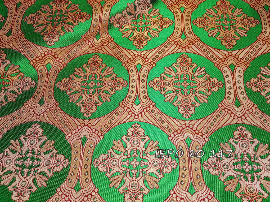 Greek Cross Pattern Liturgical Jacquard Metallic Brocade | Etsy