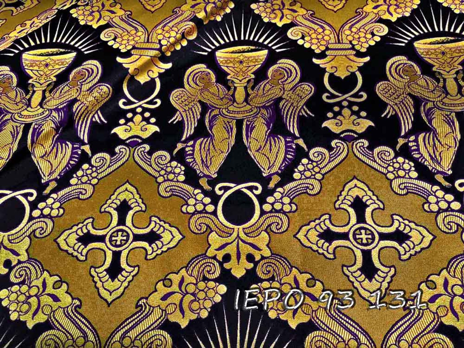 Greek Liturgical Metallic Brocade Fabric With Angels, 6 Colors, Pattern ...