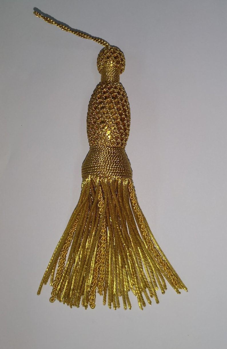 Bullion Borla hecha a mano de color oro antiguo de 20 cm de largo ...