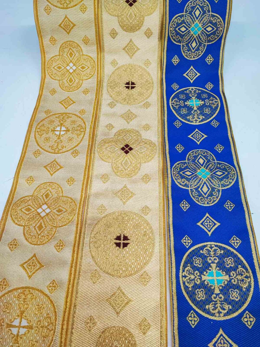 Liturgical Semi-metallic Jacquard Orphrey Gallon Trim 11 Cm Wide With ...