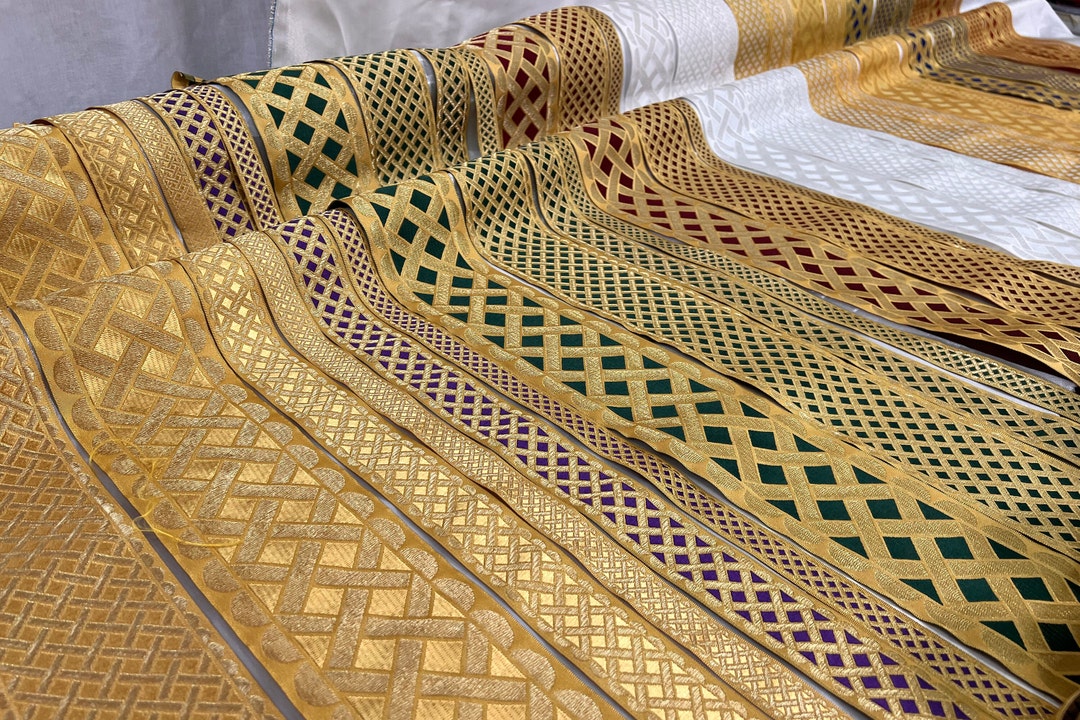 Decorative Semi-metallic Gallon Braid Trim Geometric Pattern/ EMMA 202 ...