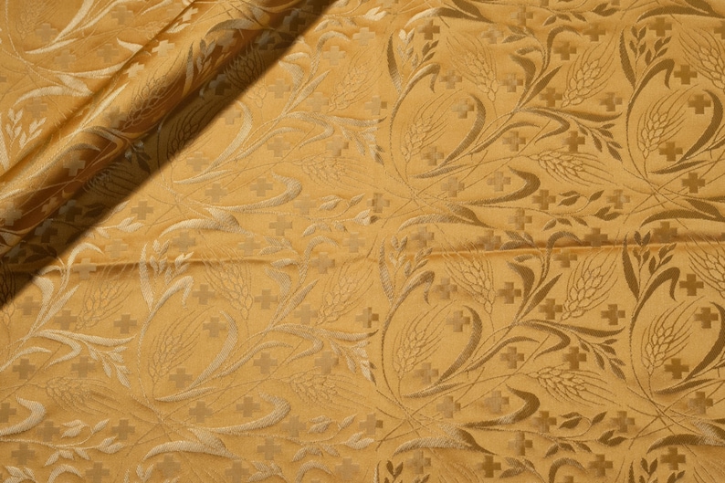 Liturgical Vestments Jacquard Fabric With Cross Pattern and Wheat- IERO ...