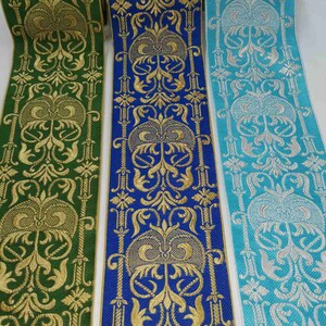 Liturgical Fabric Orphrey Panel Trim/16 Cm Wide/6 Colour Combinations ...