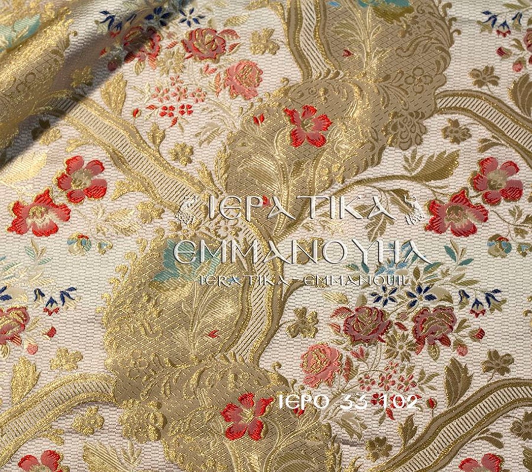 Tela de brocado jacquard metálico con estampado floral Hecho - Etsy México