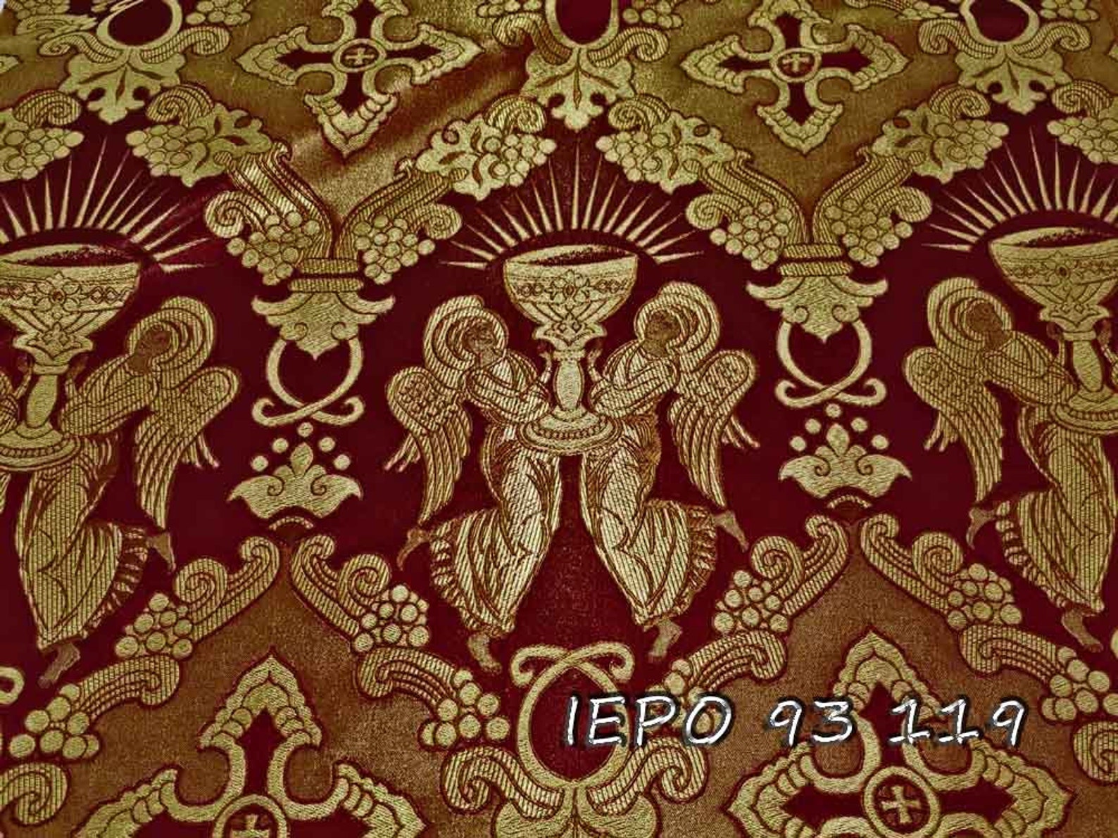 Greek Liturgical Metallic Brocade Fabric With Angels, 6 Colors, Pattern ...
