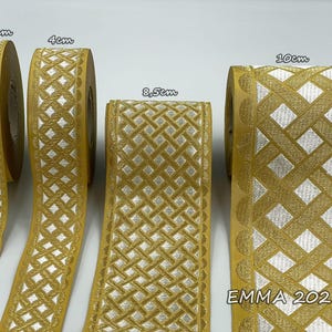 Decorative Semi-metallic Gallon Braid Trim Geometric Pattern/ EMMA 202 ...