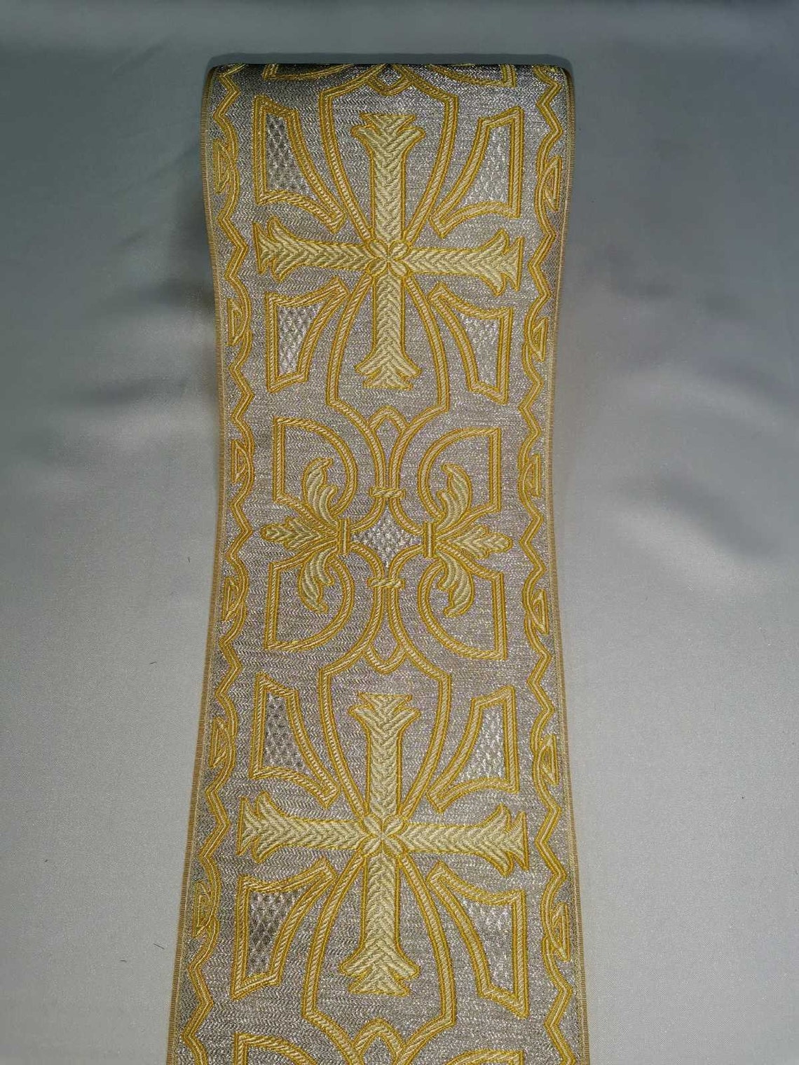 Cross Pattern/liturgical Vestments Jacquard Metallic Gallon - Etsy