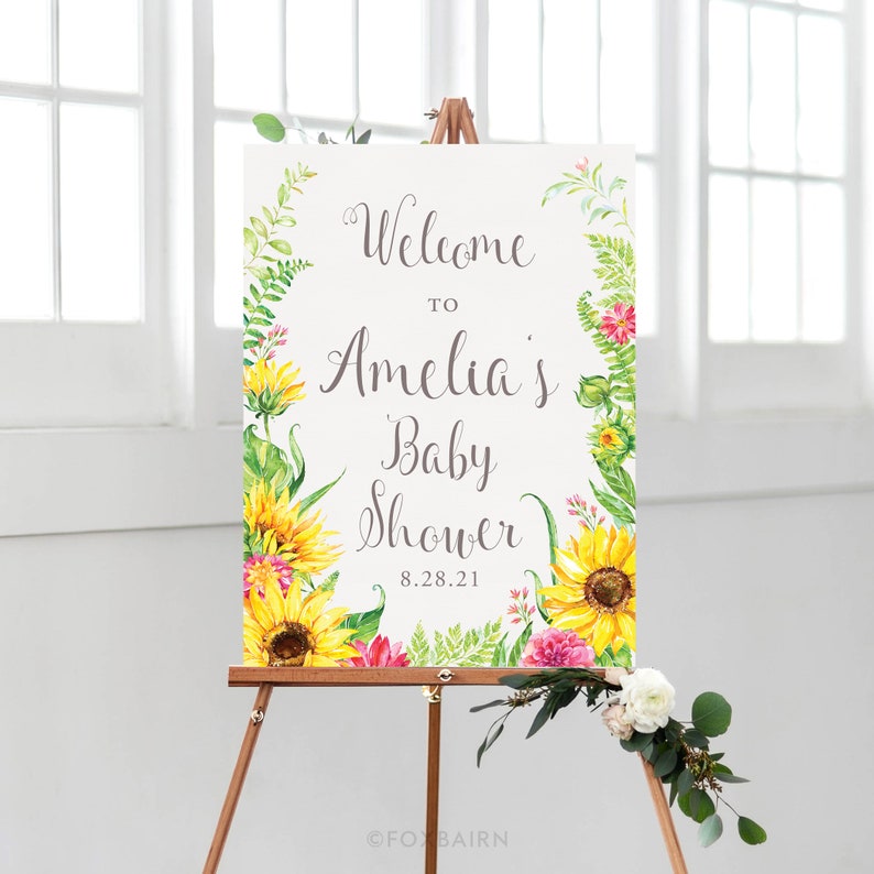 Sunflower Baby Shower Welcome Sign Summer Baby Shower Welcome | Etsy