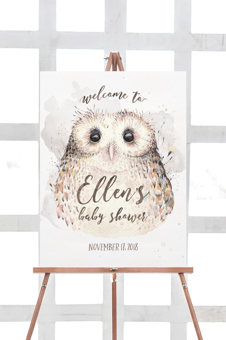 Owl Baby Shower Welcome Sign Rustic Woodland Baby Sprinkle - Etsy
