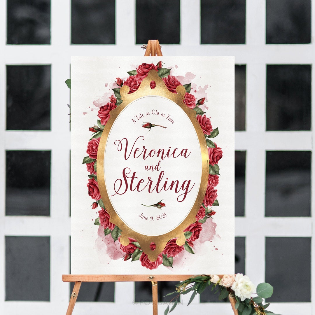 Beauty and the Beast Wedding Welcome Sign, Fairy Tale Wedding Welcome ...