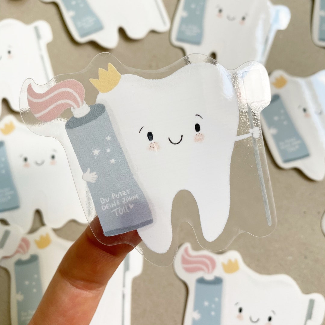 Aufkleber Vinyl mit transparentem Rand - Süßer Zahn - Etsy.de