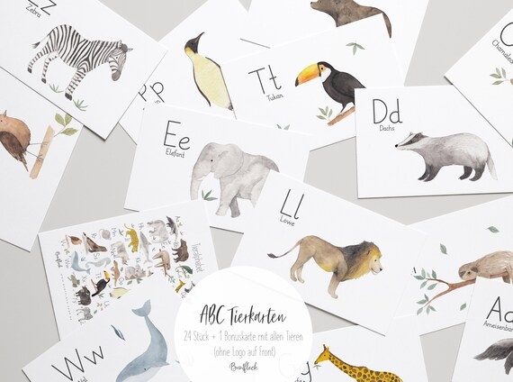 ABC Karten Set / Tieralphabet Karten / Schulanfang - Etsy.de