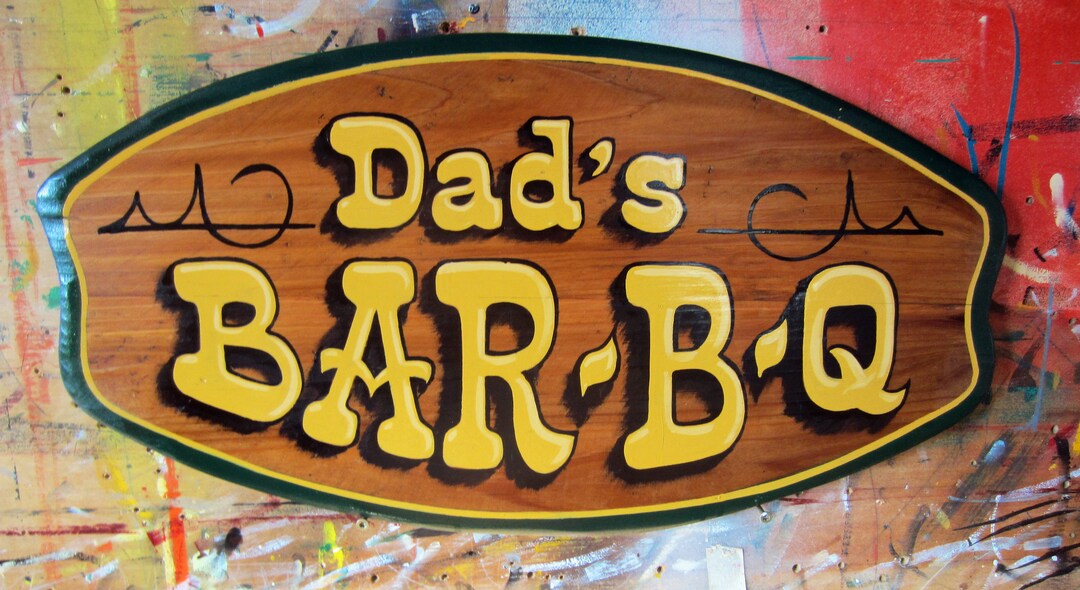 Bar-b Q Bar B Que Wood Hand Painted - Etsy