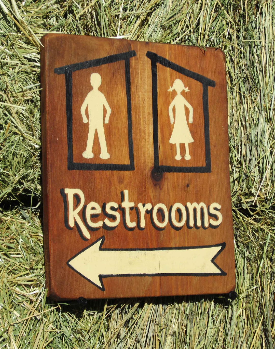 Wood Restroom Directional Sign - Etsy