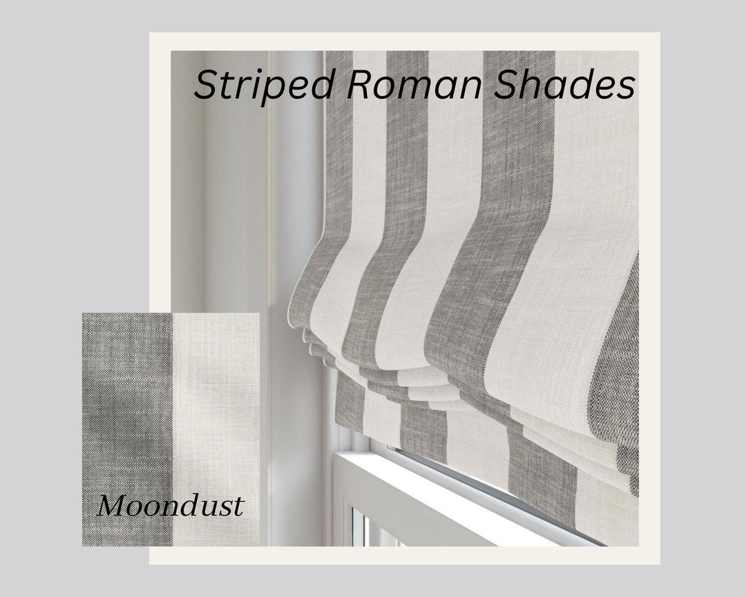 Striped Roman Shade | 100% Linen | Blinds | Window Shades | Exclusive ...