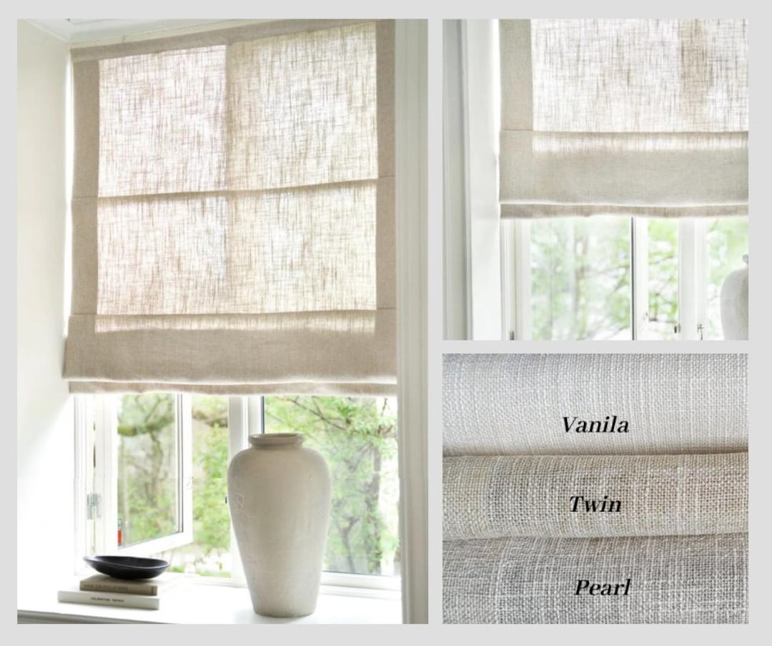 Faux Linen Roman Shade | Neutral | Privacy | Sheer | Roman Shades ...