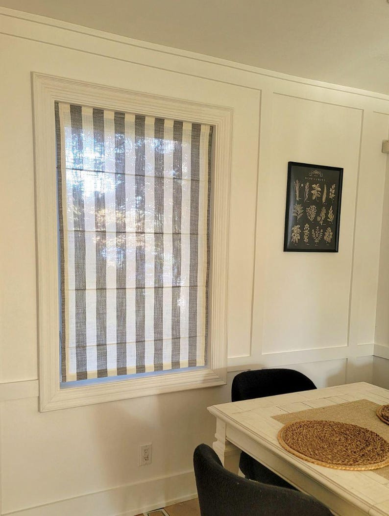 Striped Roman Shade | 100% Linen | Blinds | Window Shades | Exclusive ...