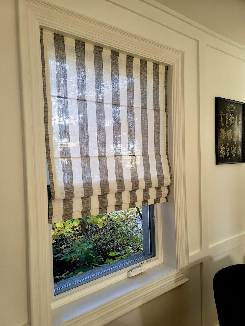 Striped Roman Shade | 100% Linen | Blinds | Window Shades | Exclusive ...
