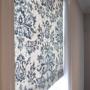 Damask Patterned Roman Shade | 100% Linen | Blinds | Window Shades ...