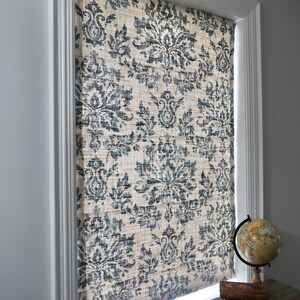 Damask Patterned Roman Shade | 100% Linen | Blinds | Window Shades ...