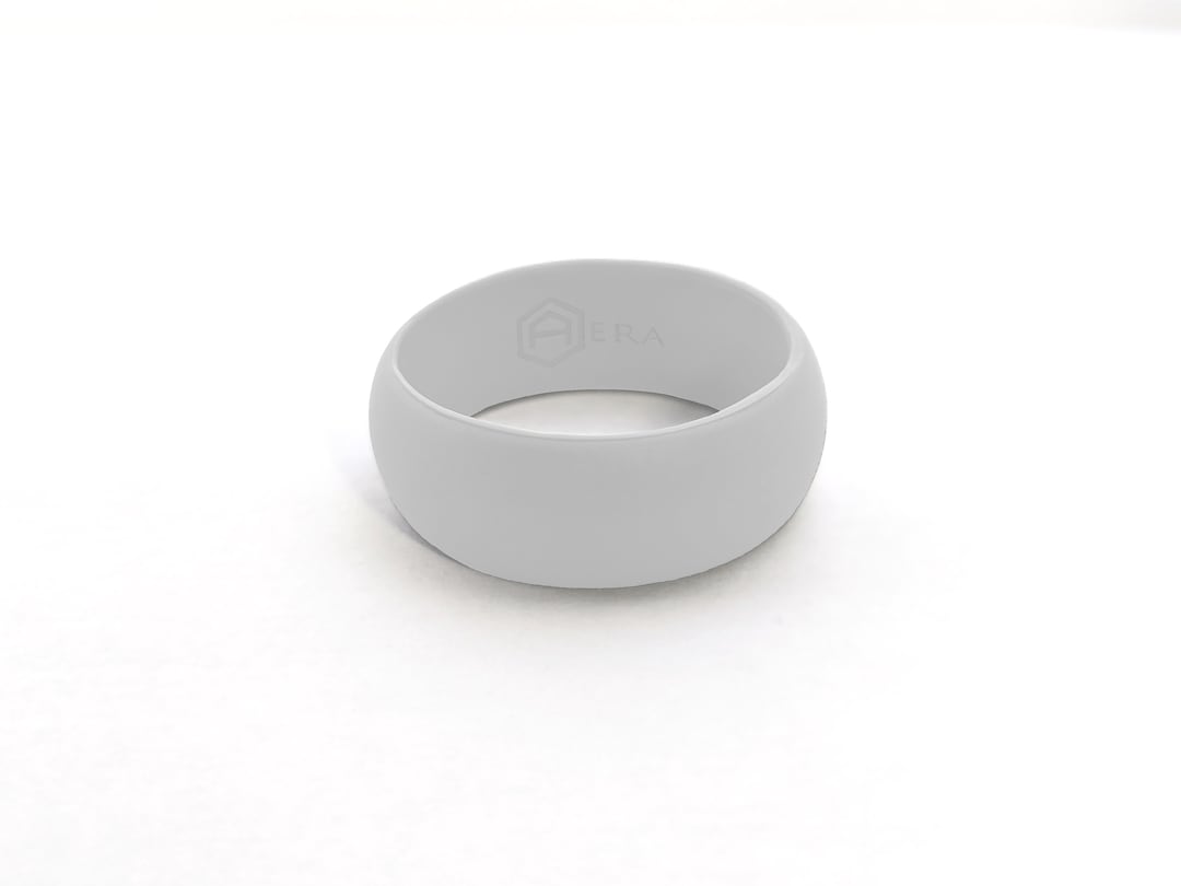 Men's White Silicone Ring: Medical Grade Flexible Wedding Band - AERA ...