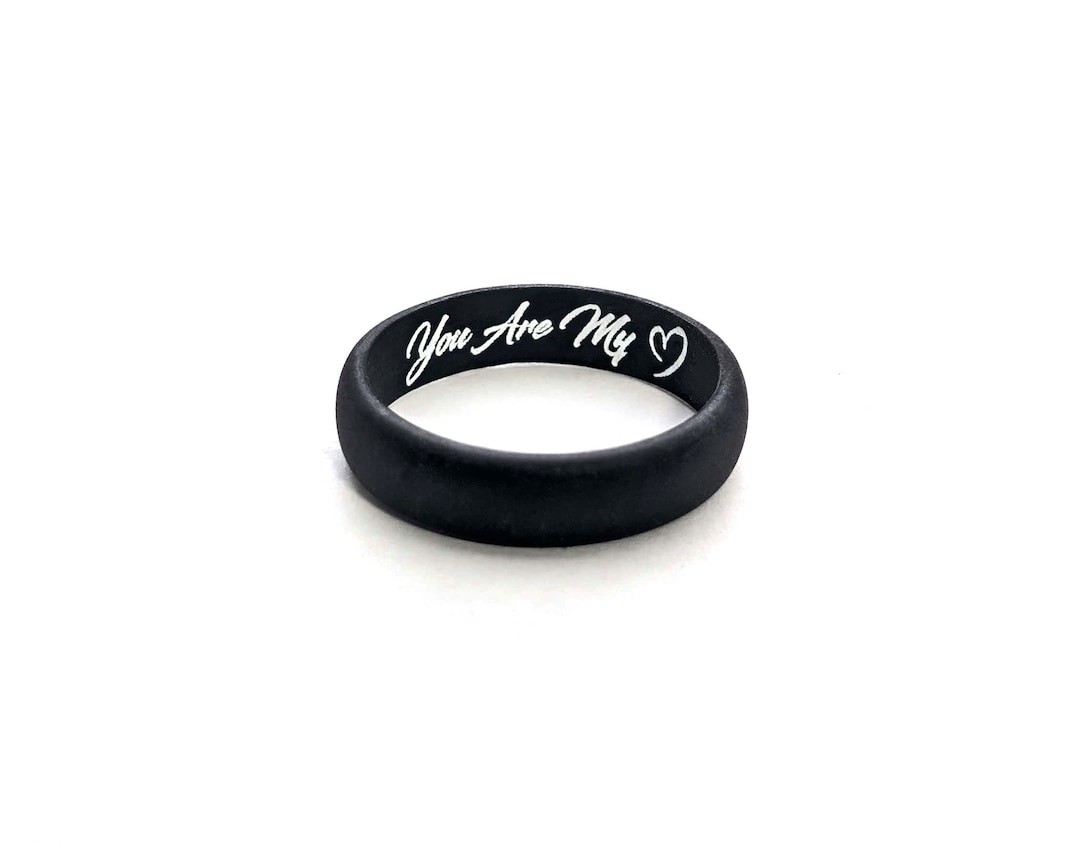 CUSTOM ENGRAVED Women's Silicone Wedding Ring by Aera, Personalized ...