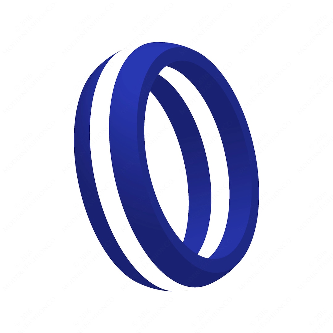 AERA Men's Thin White Line Silicone Wedding Ring Band Flexible ...