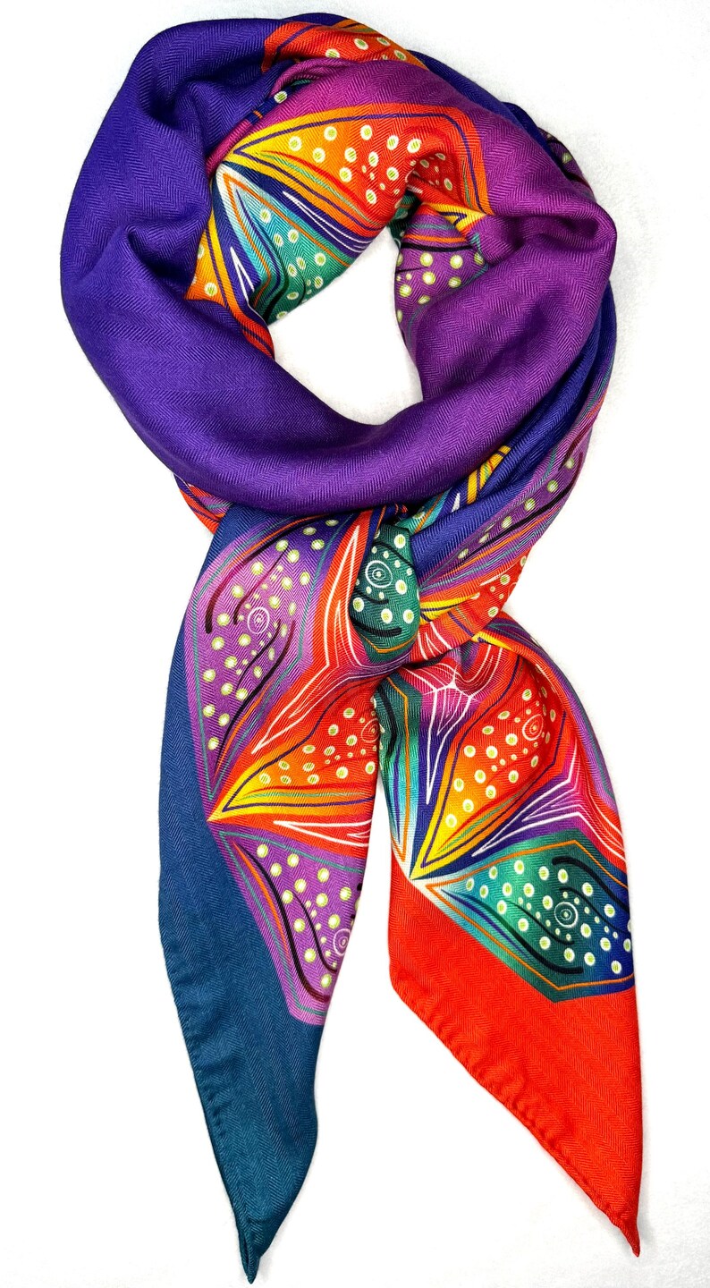 Luxury Oversized Double-sided Print Herringbone Silk Wool Scarf/gift ...
