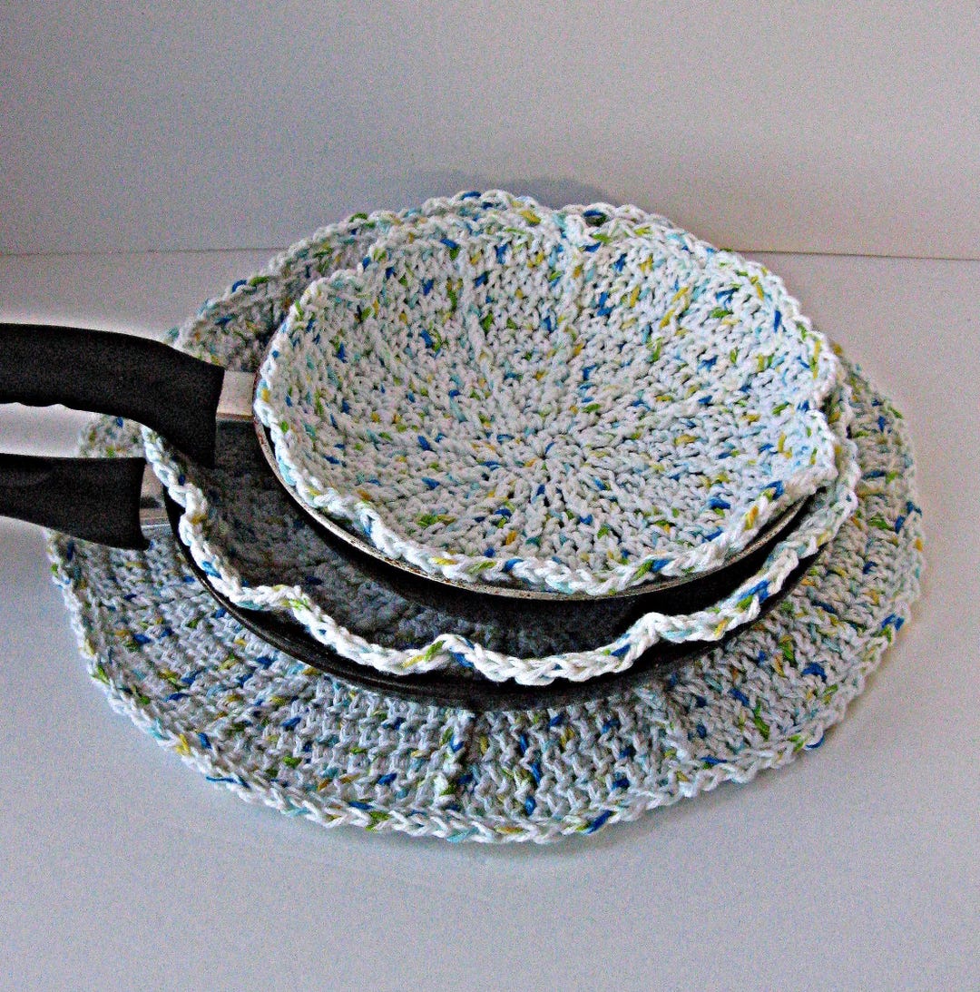 Crochet Cotton Pan Protectors: Non-stick Cookware Storage - Multiple ...