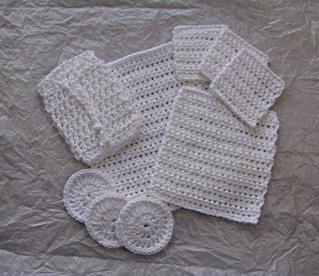Crochet Bath & Shower Set, 9-piece Cotton Crochet Spa Bath Set, Crochet ...