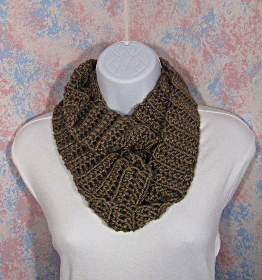 Extra-long Crochet Womens Skinny Infinity Scarf in Milk Chocolate Brown ...
