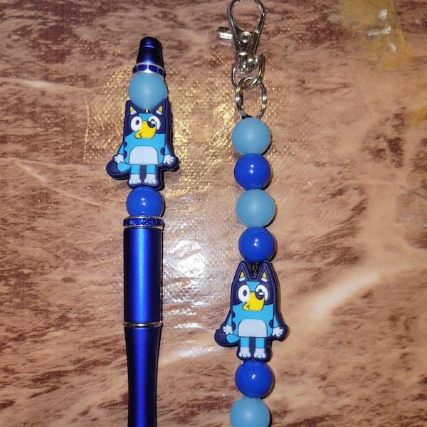 Bluey Beaded Key Ring - Etsy