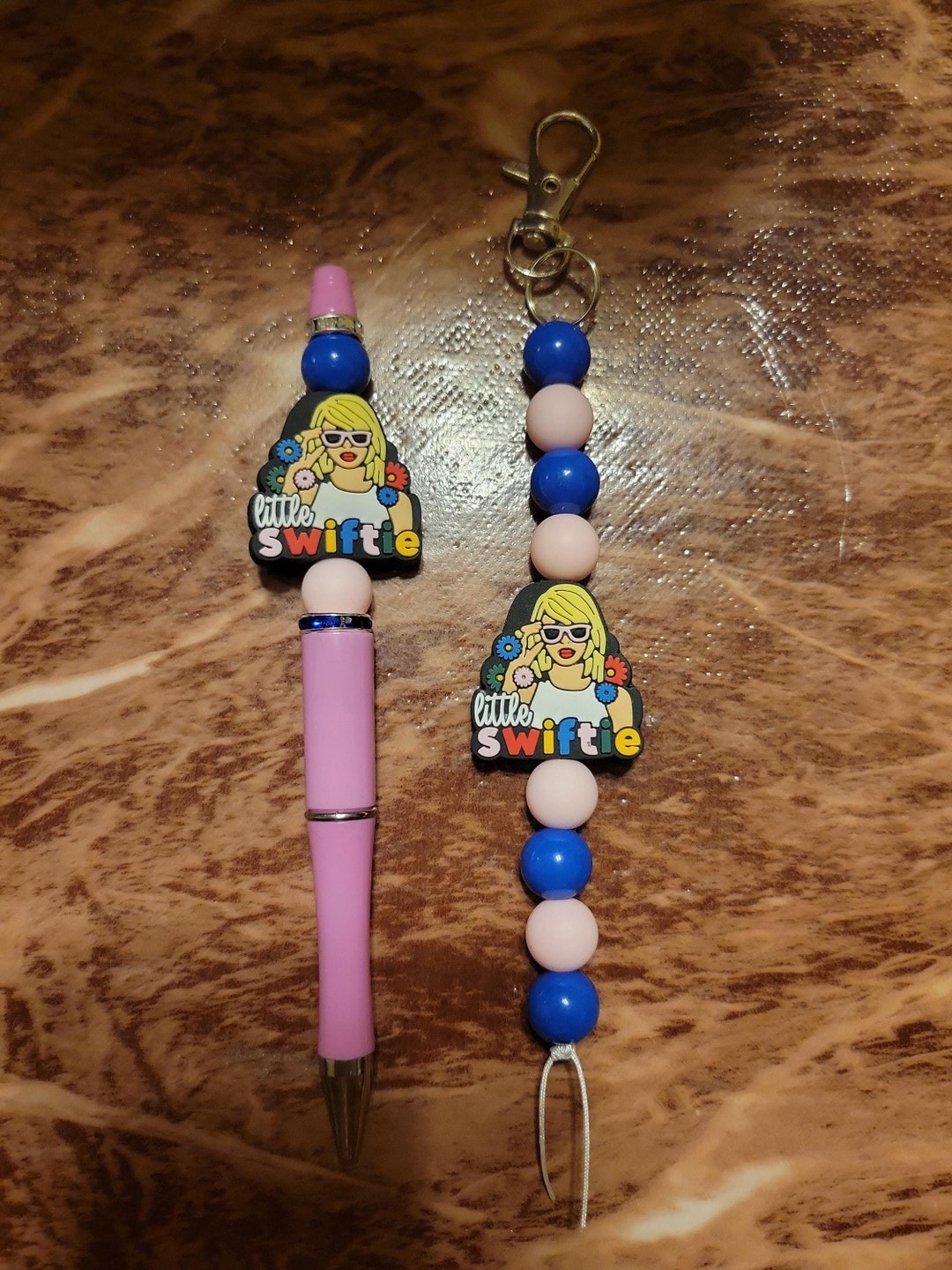 Singer Girl - Blond- Pink and Blue Beads - Concert - Beaded Keychain ...