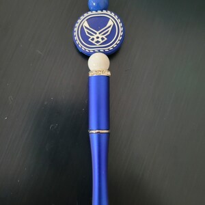 Air Force Military USA Beaded Pen - Pen - Black Ink - Charm White Blue ...