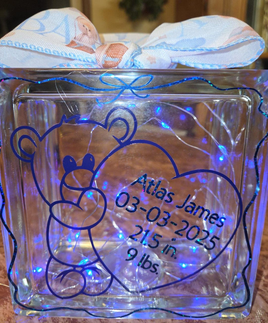 Glass Block Baby Babies Baby's Room Night Light Nightlight. HTV Vinyl ...