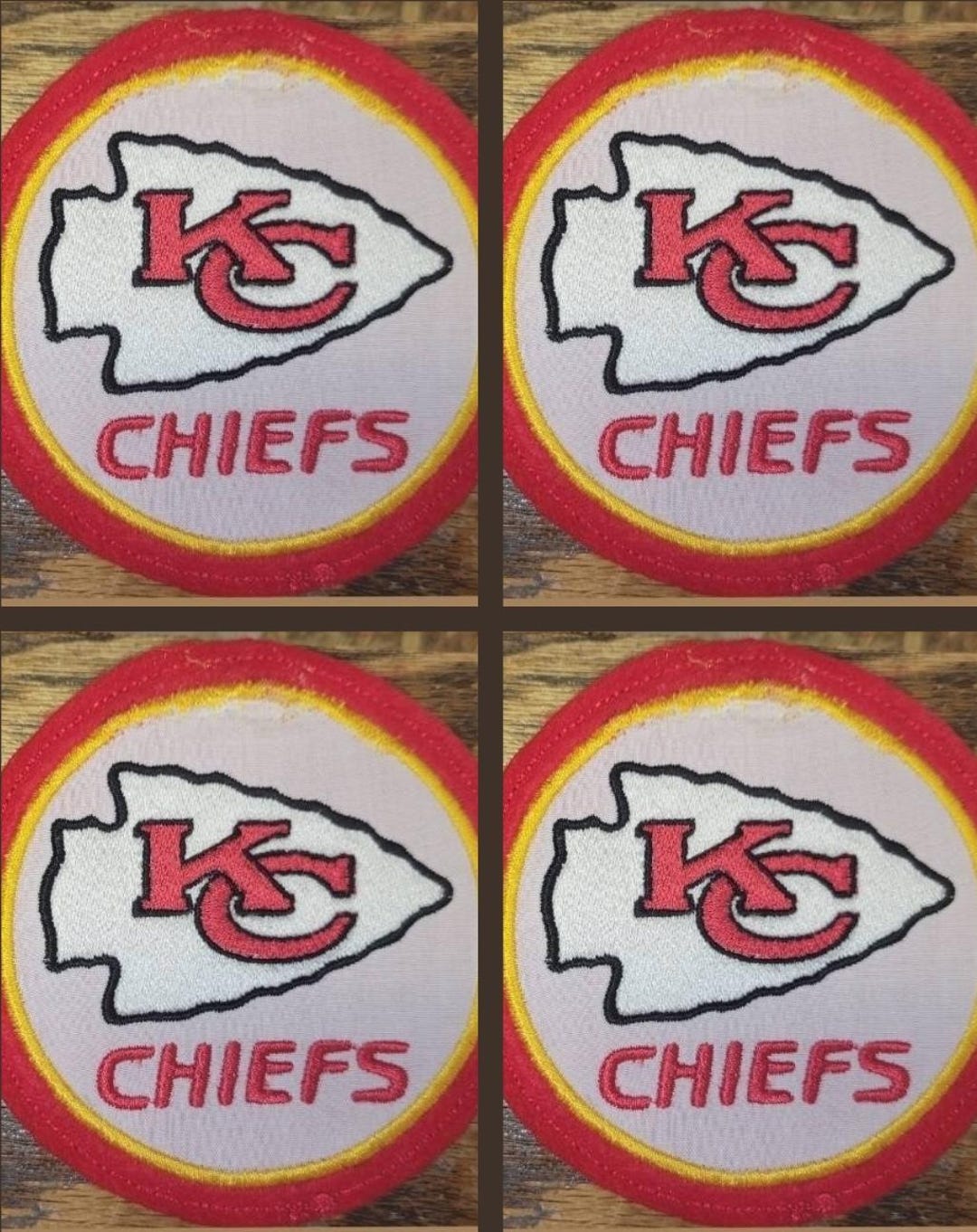 Kansas City Chiefs Embroidered Coaster Set of 4 - Etsy