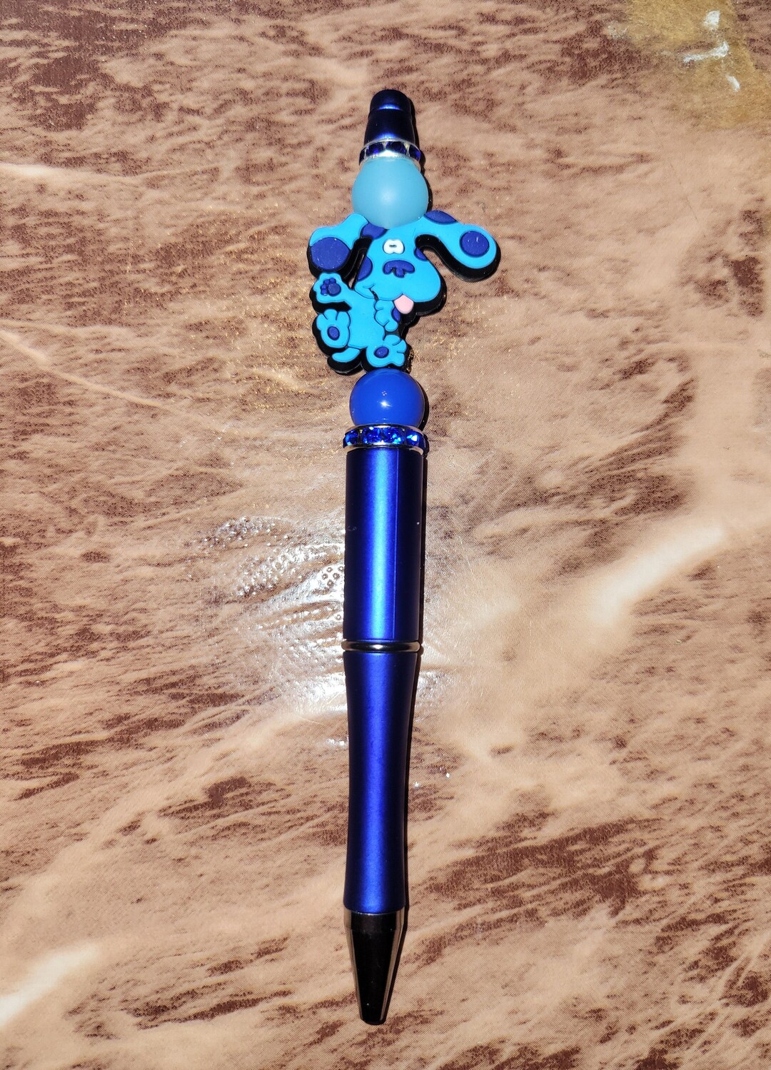 Blues Clue Beaded Pen - Pen - Black Ink - Charm Dark Blue and Light ...