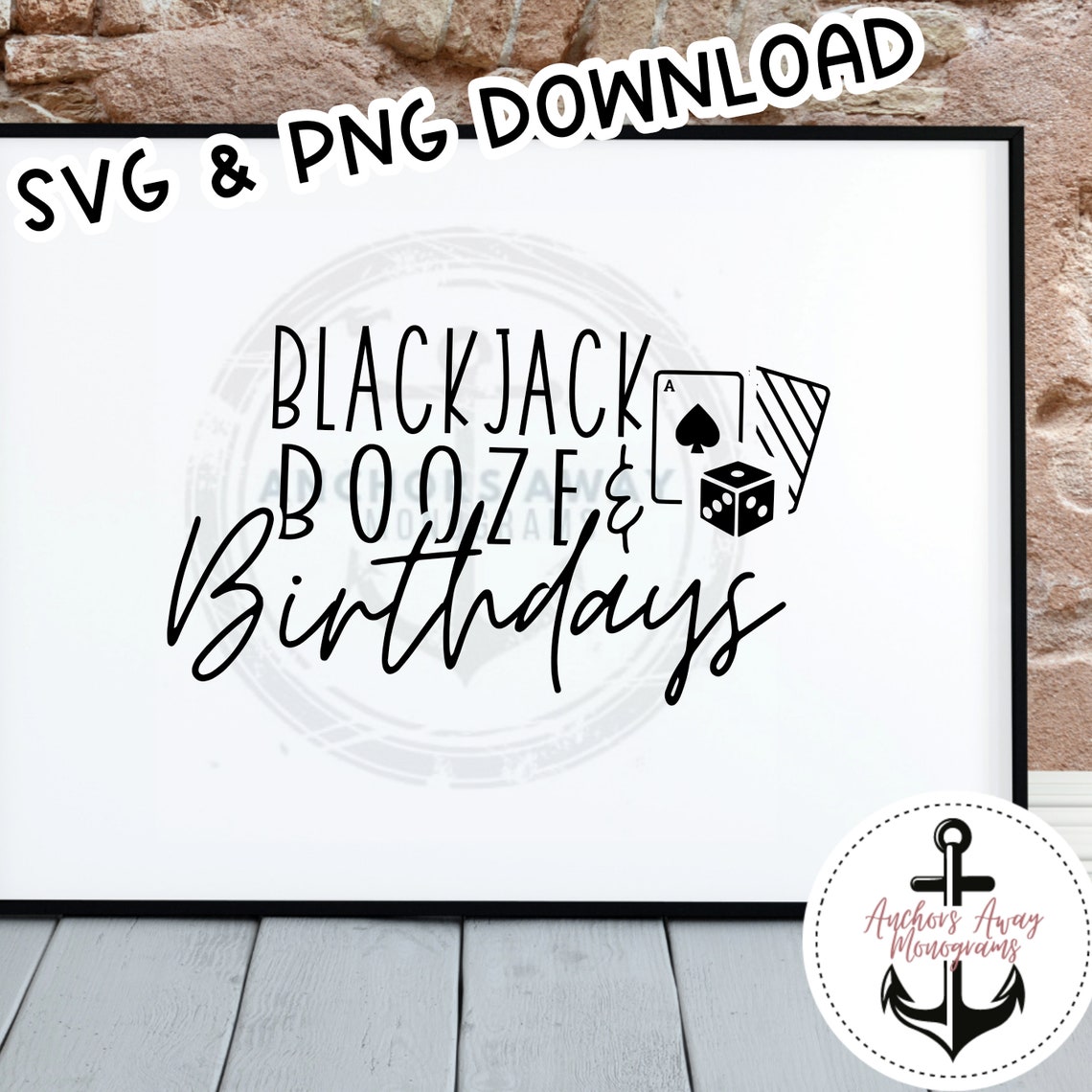 Las Vegas Blackjack Booze and Birthdays SVG AND PNG Files L - Etsy