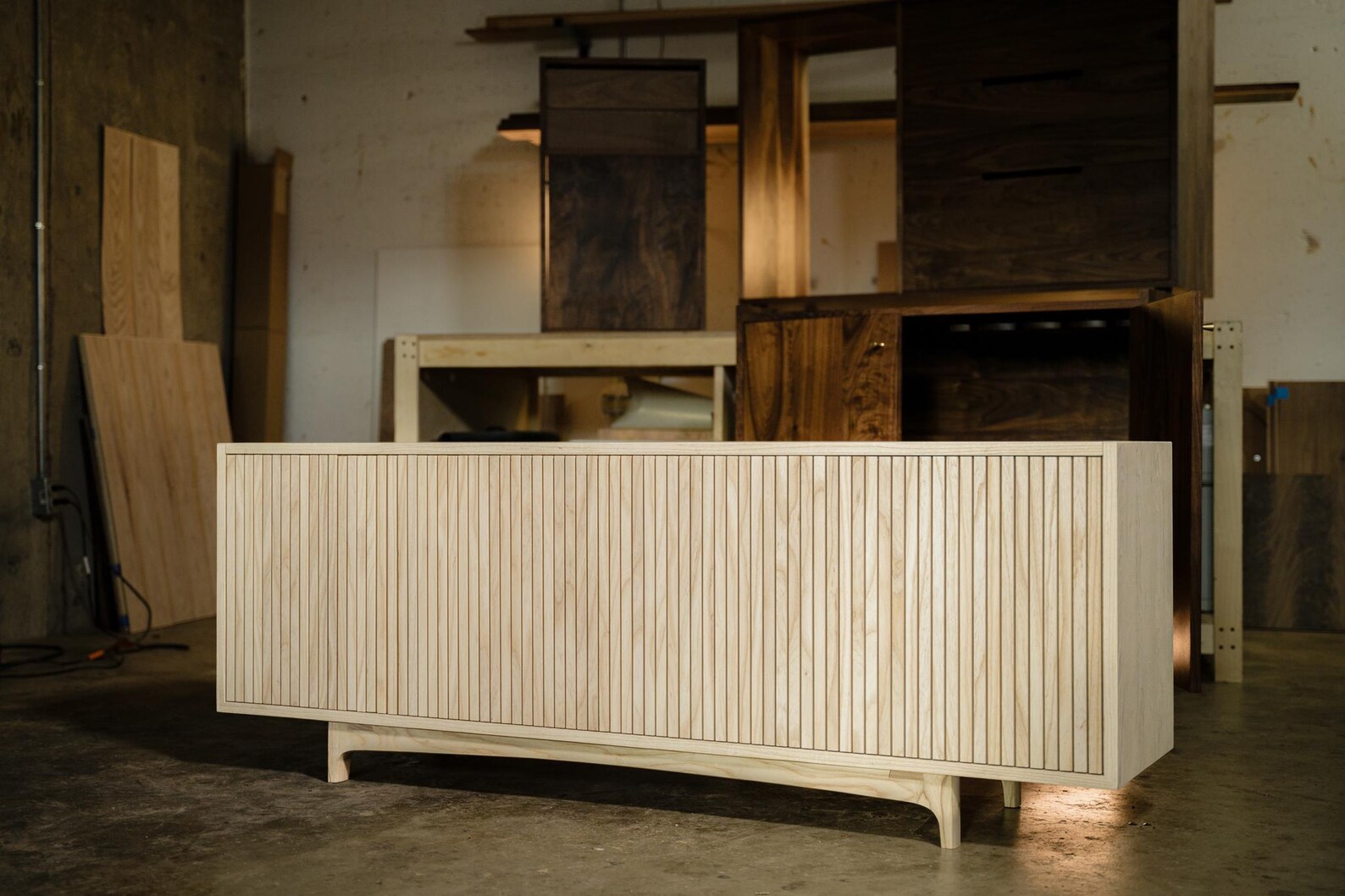 Hardwood Bench With Internal Storage. Mid Century Modern Storage ...